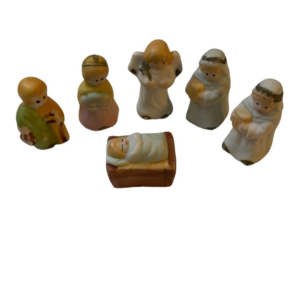 Holiday | Miniature Nativity Set Ceramic Adorable Mary Joseph Baby ...